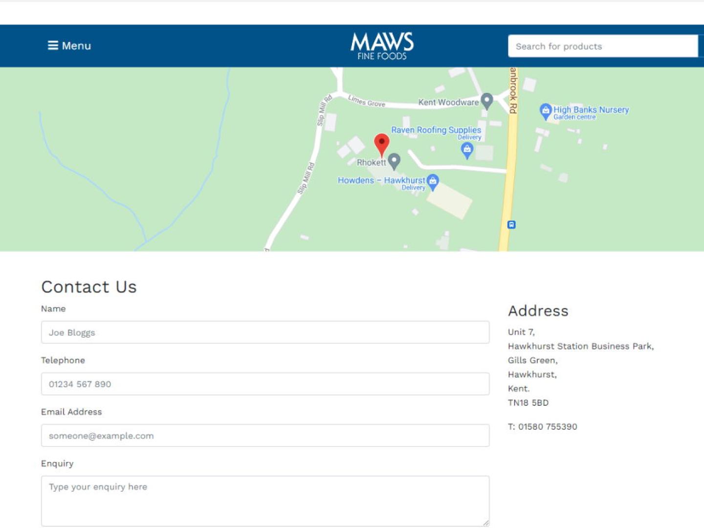 Comtecs - Portfolio - Maws for Fine Foods